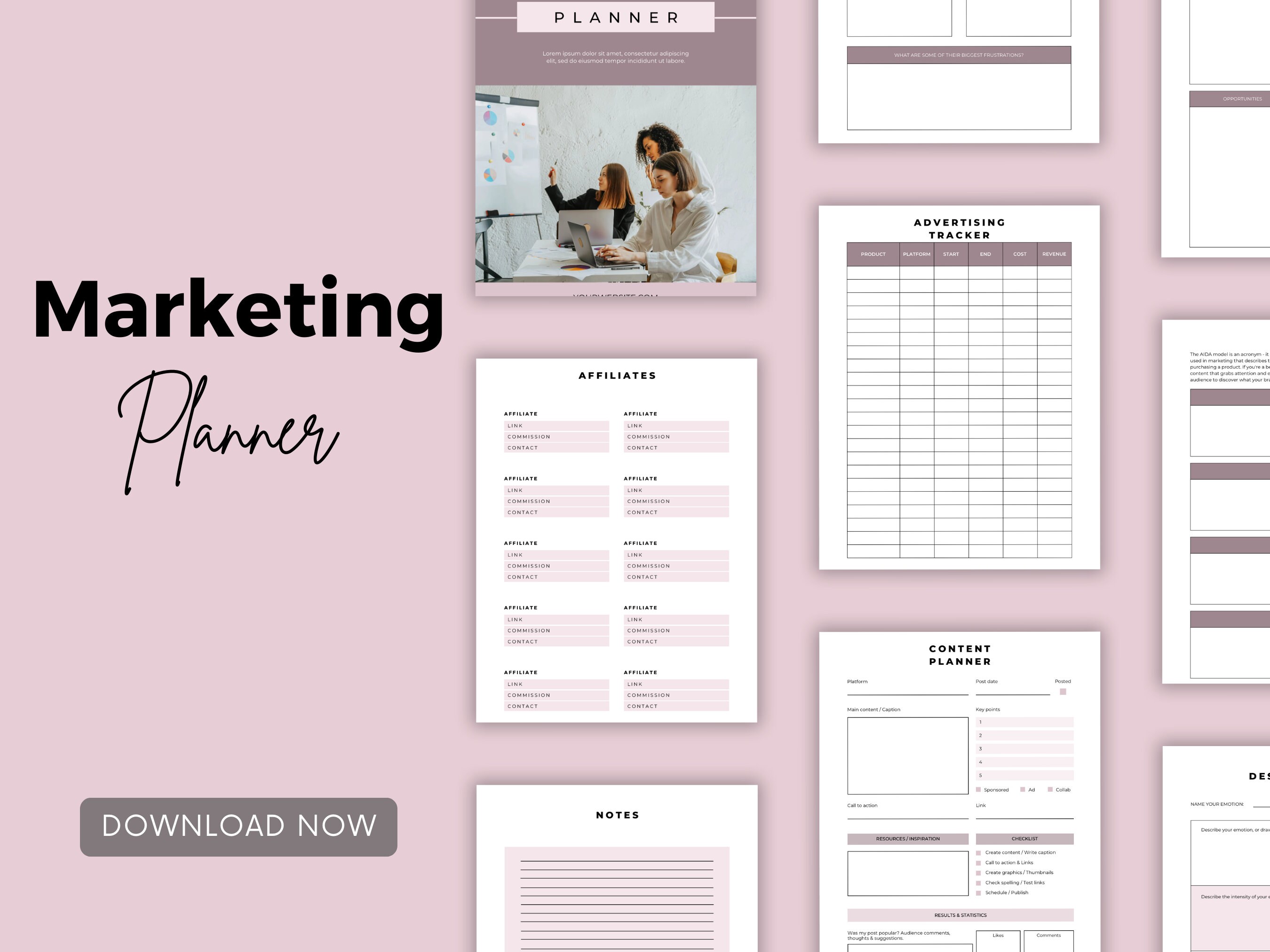Editable Pink Marketing Canva Planner Template, Marketing Canva Planner ...