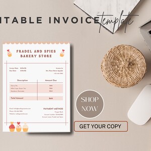 Cake Invoice Template Editable, Bakery Order Form, Small Business ...