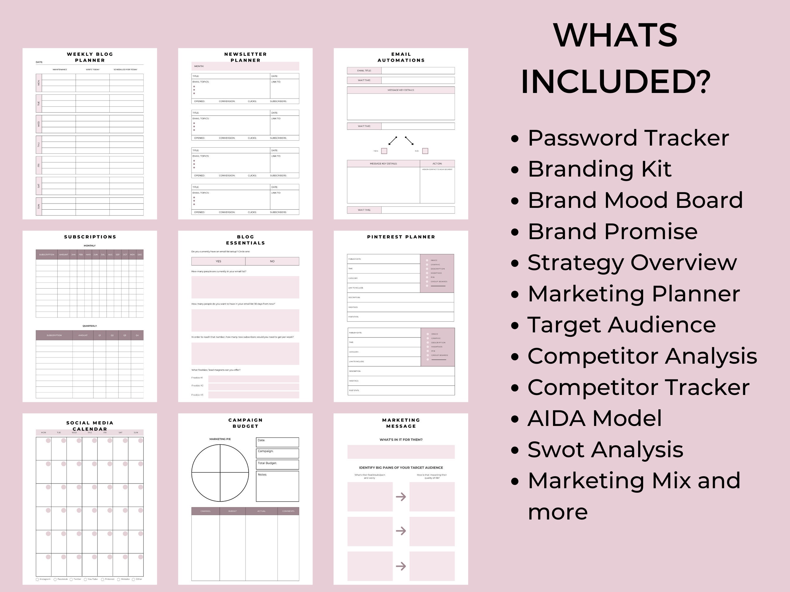 Editable Pink Marketing Canva Planner Template, Marketing Canva Planner ...