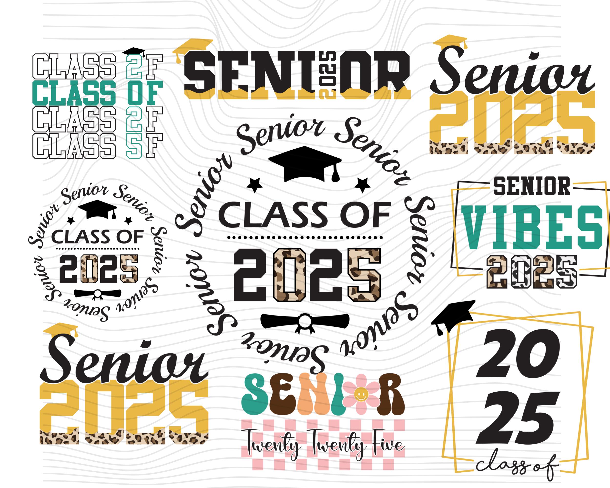 Senior 2025 SVG Bundle for Cricut, Graduation Cap PNG, Class of 2025 ...