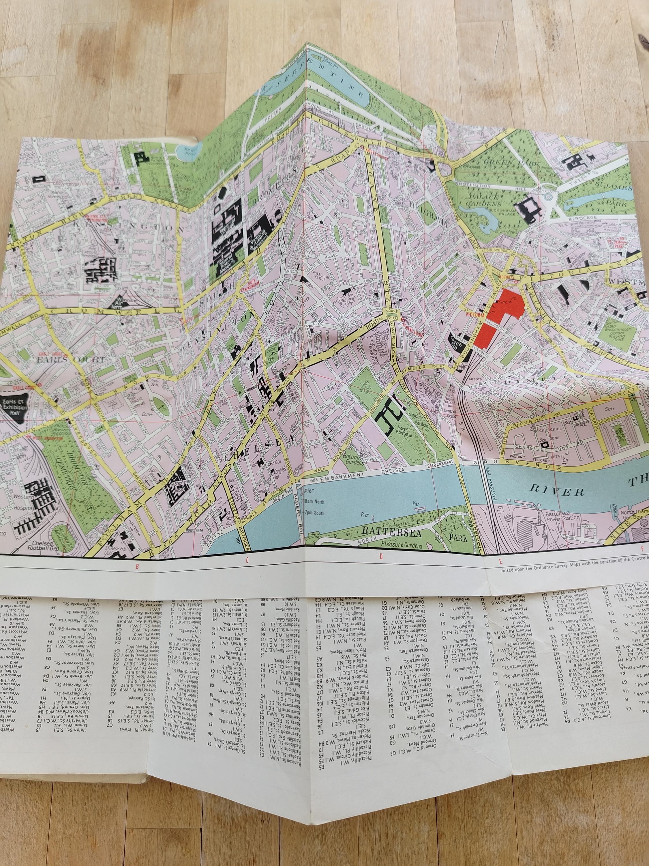 Quirky 1960's Vintage Geographia Map of London Including Places of ...