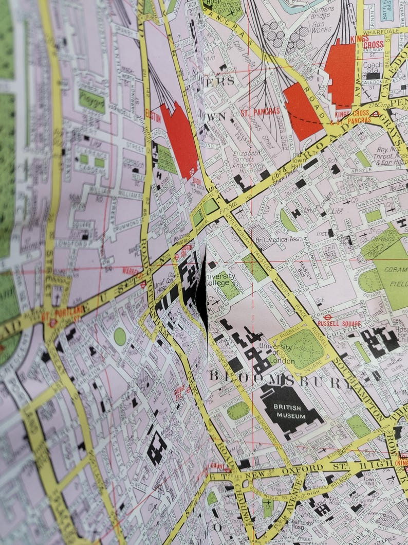 Quirky 1960's Vintage Geographia Map of London Including Places of ...