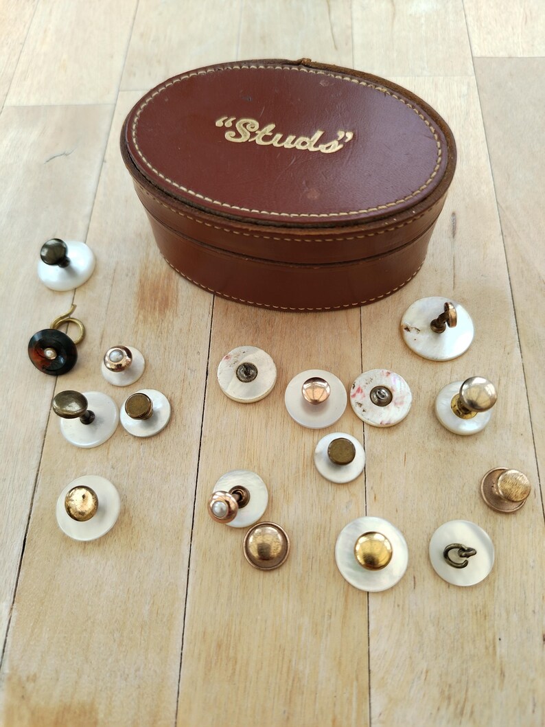 Decorative Vintage Collection of 17 Collar Studs for Collar Bands ...