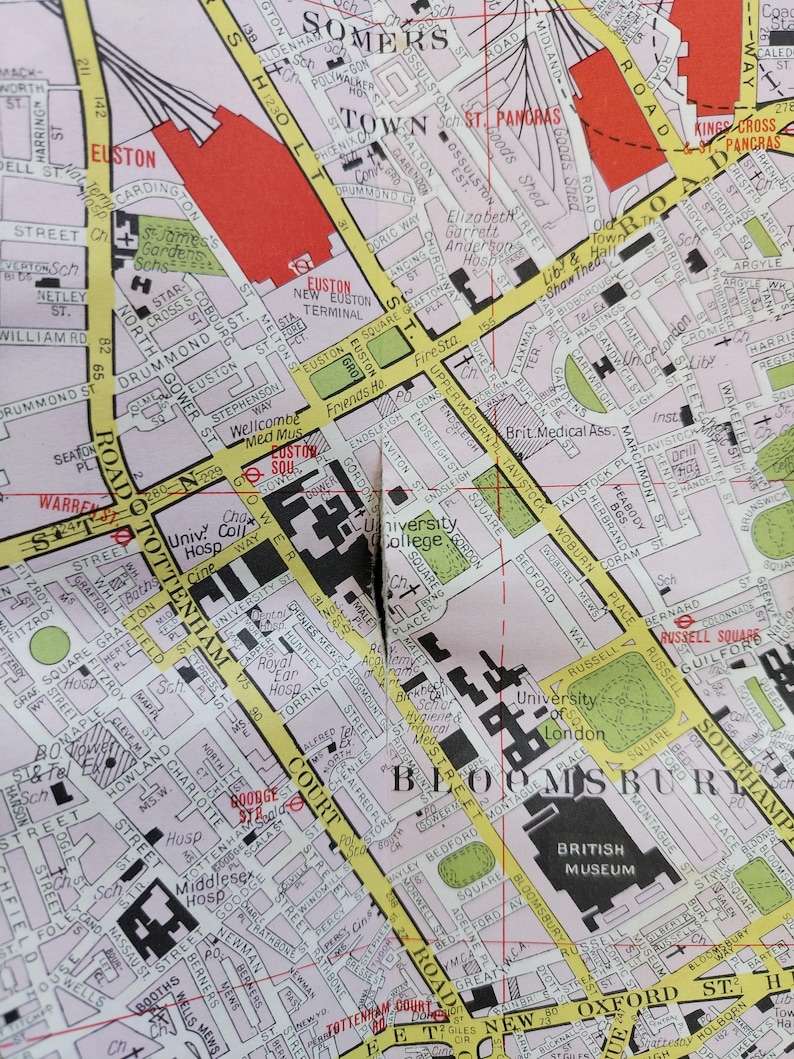 Quirky 1960's Vintage Geographia Map of London Including Places of ...
