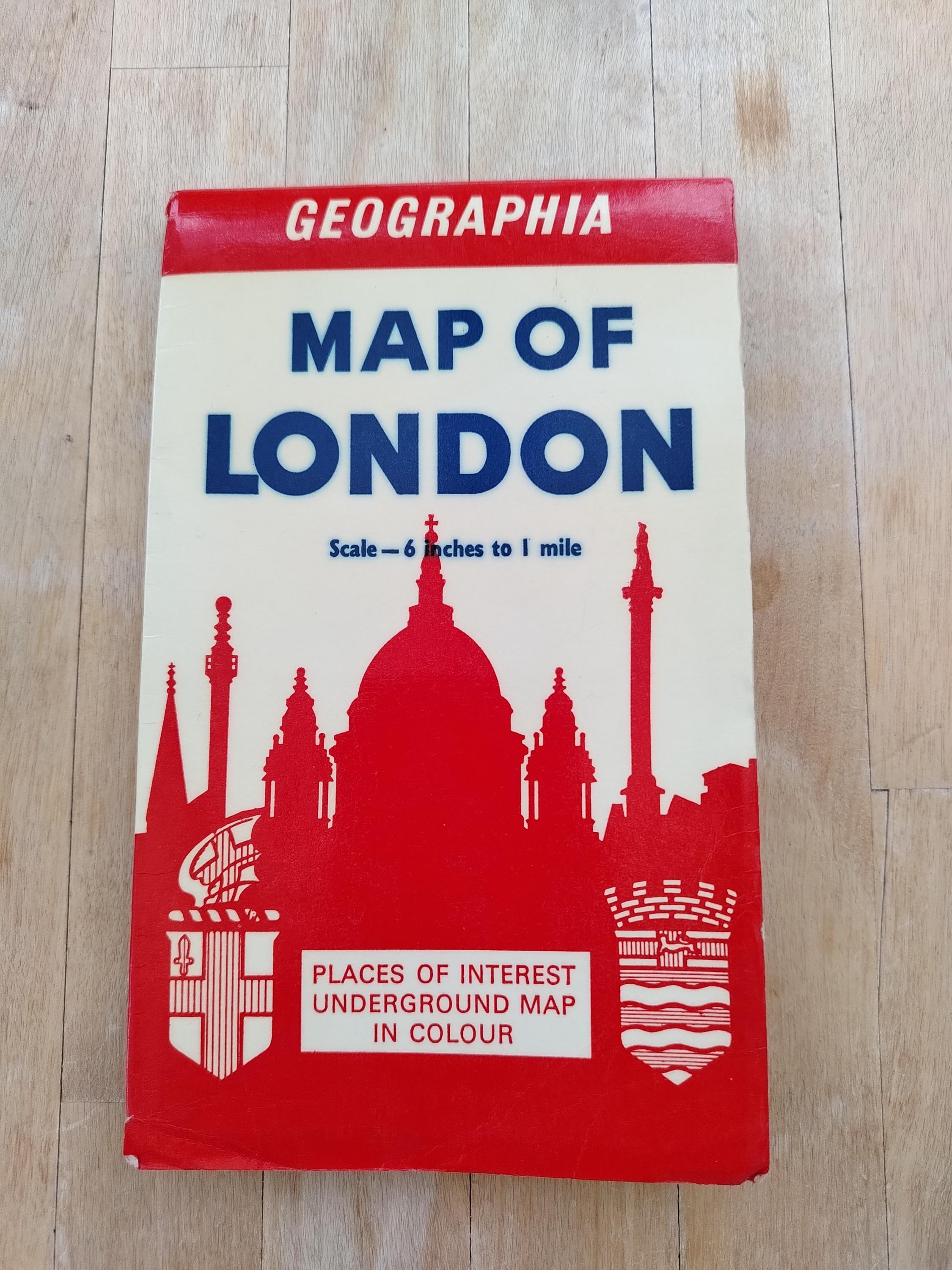 Quirky 1960's Vintage Geographia Map of London Including Places of ...
