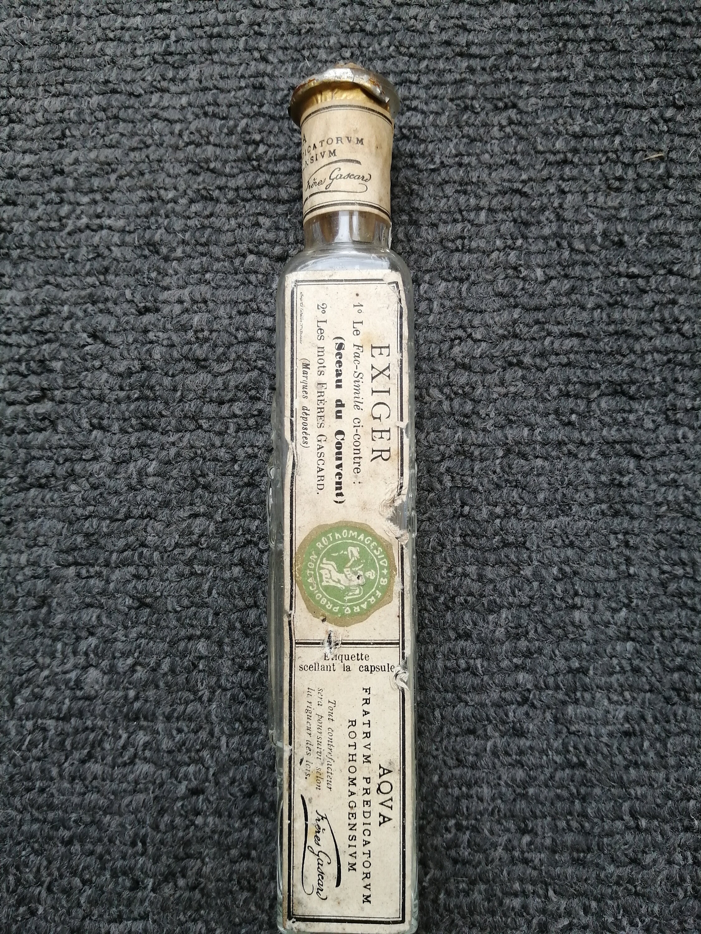 Quirky French Glass Medicine Bottle exiger Freres Gascard Rouen ...