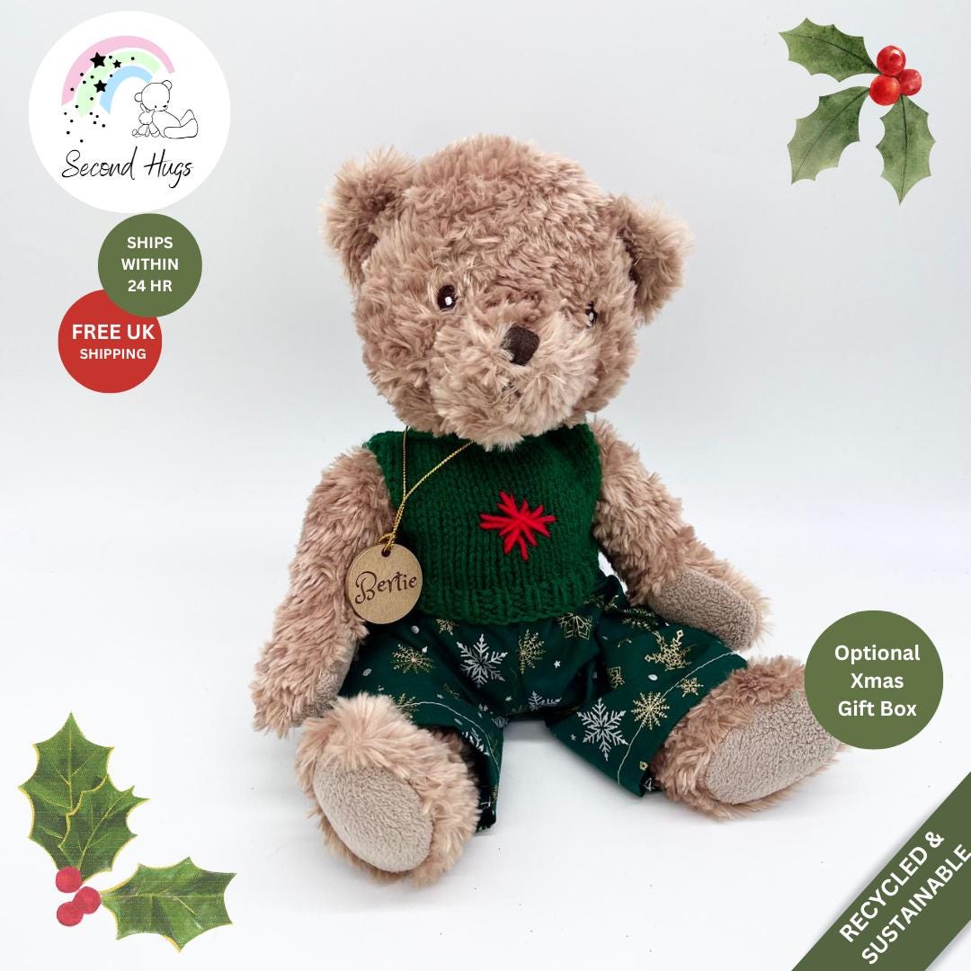 Bertie the Bear Upcycled Soft Toy by Second Hugs / Recycled Sustainable ...
