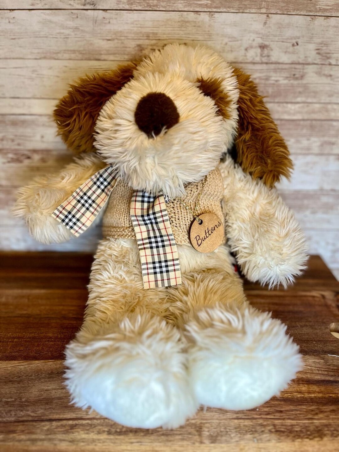 Buttons the Dog Upcycled Soft Toy by Second Hugs/ Dog Soft Toy/ Bear ...
