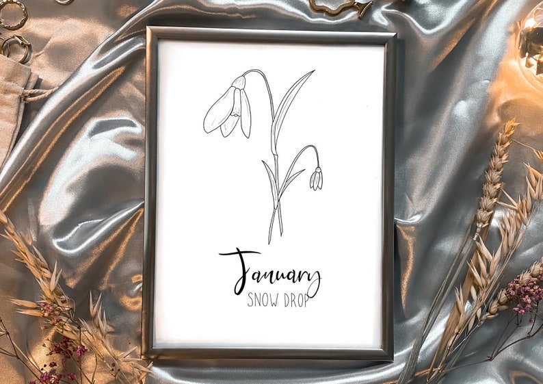 Poster mit Geburtsblume alle Monate zur Auswahl- handgemalte Vorlage ...