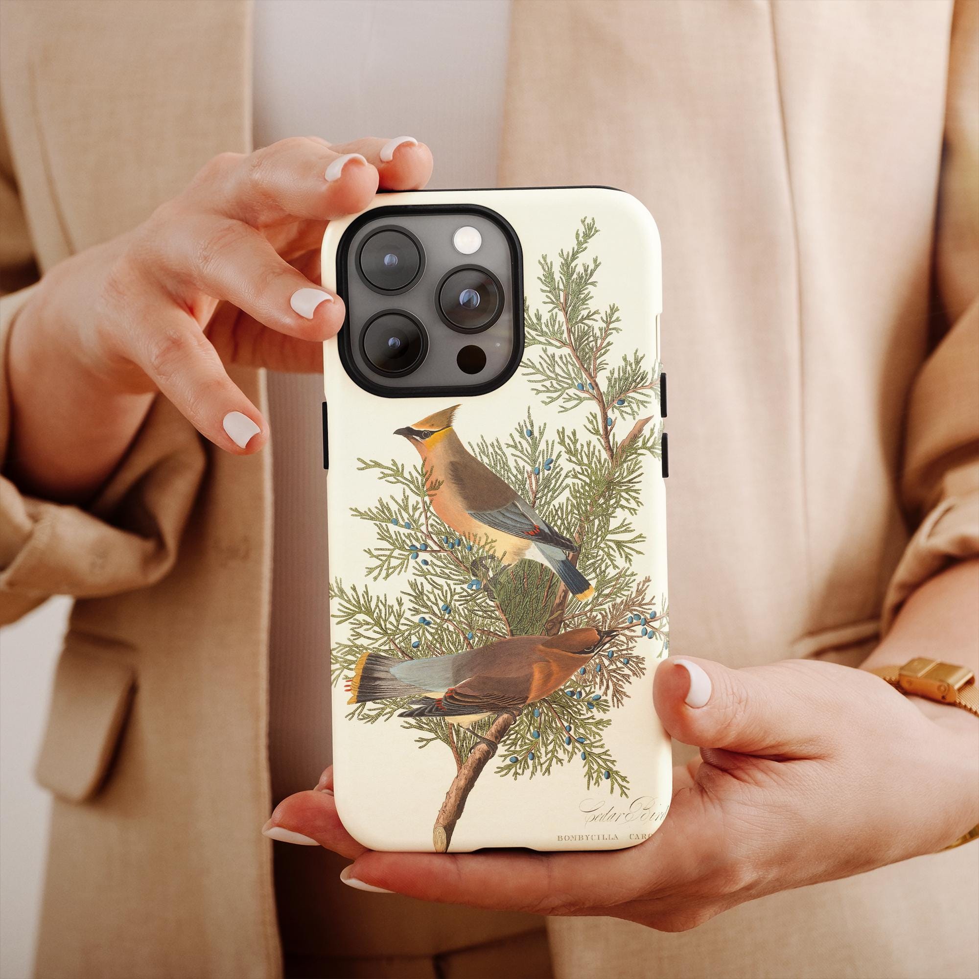 Bird Phone Case With Cedar Finch Botanical iPhone 16 Cover for Women ...