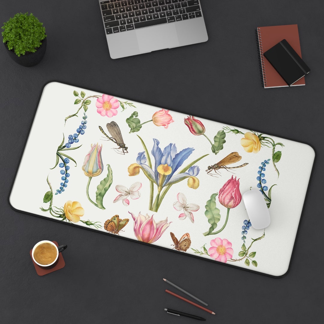 Botanical Desk Mat, Aesthetic Desk Mat, Cute Flower Desk Pad, Floral ...