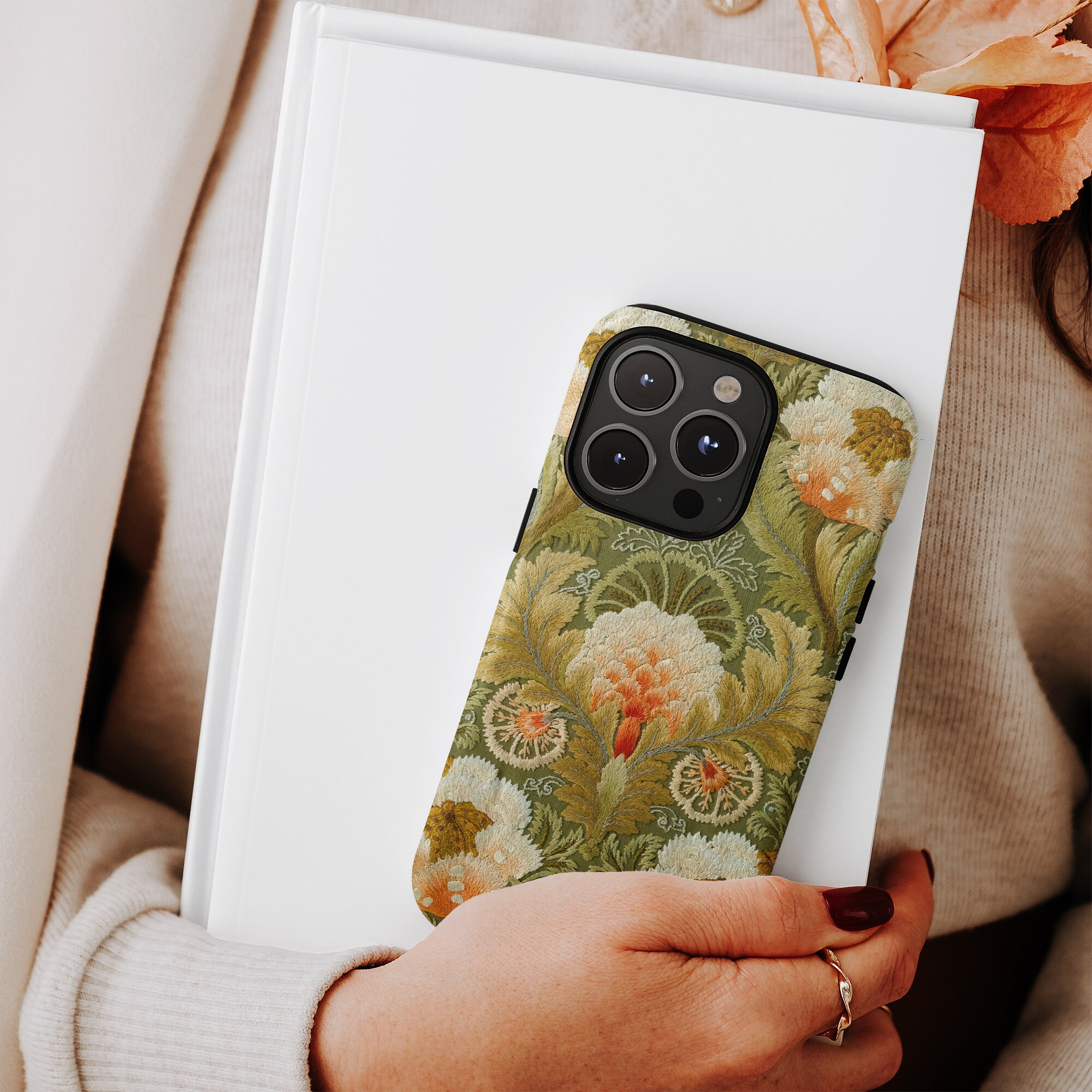 Vintage Embroidered Phone Case for Iphone, Aesthetic Floral iPhone Case ...