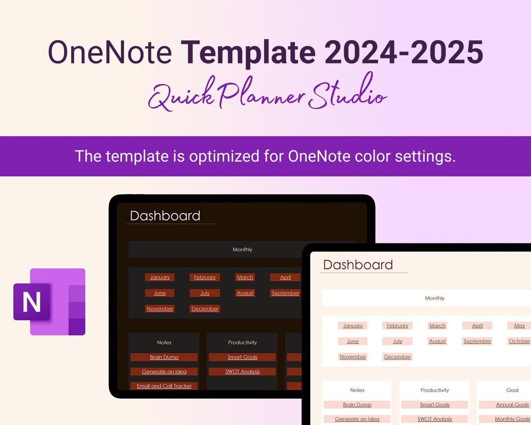 2025 and 2024 Beige Digital Planner Onenote Bundle - Daily Weekly ...