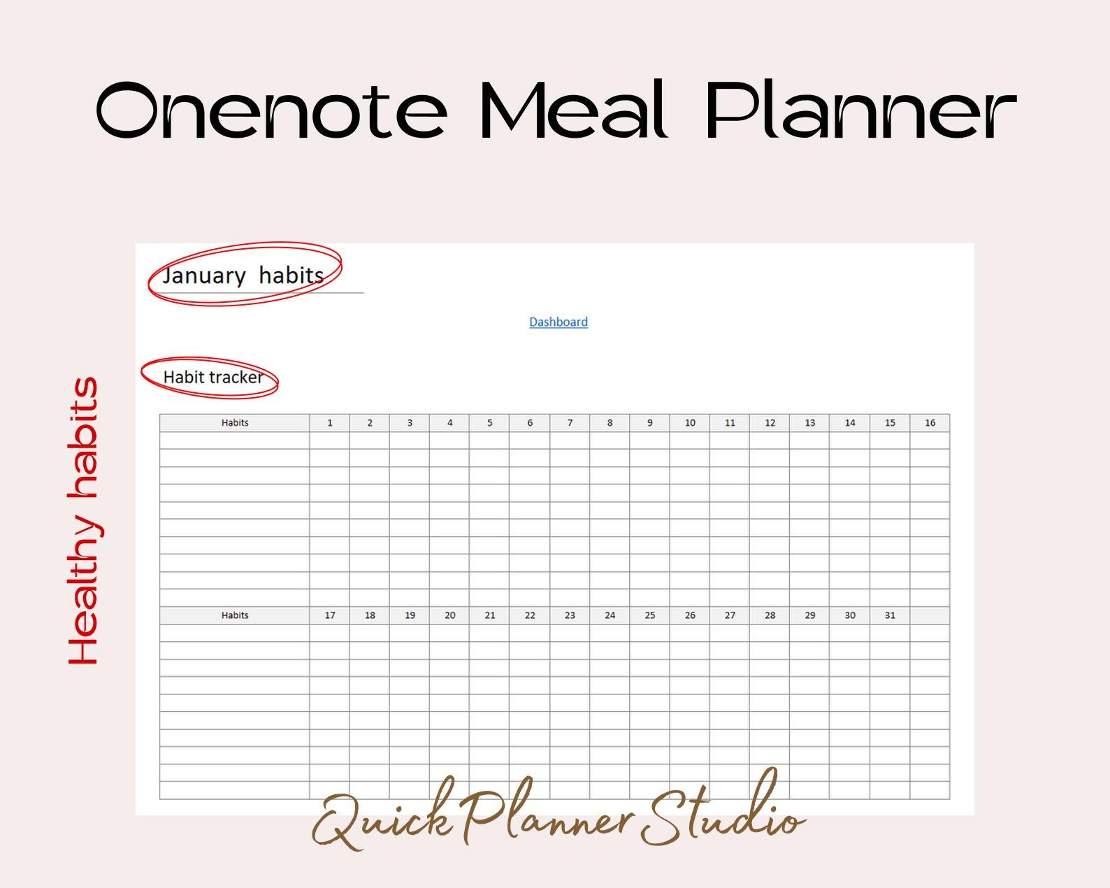 7-day Meal Planner | Onenote | With Grocery List Printable Template ...