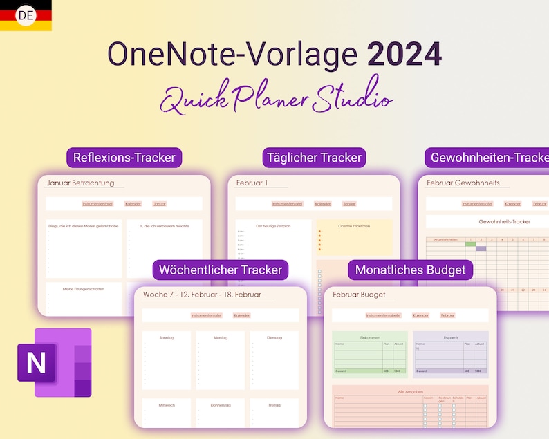 Onenote 2024 Digitaler Planer Deutsch - Vorlage Für Tägliche ...