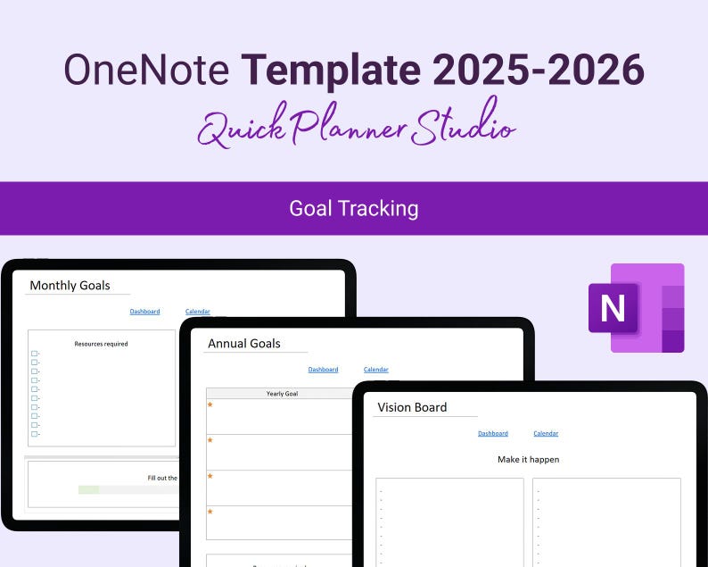 2025-2026 Onenote Planner Bundle: Minimalist Digital Daily & Weekly ...
