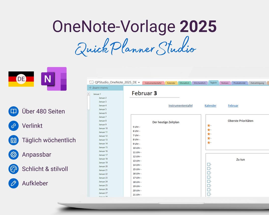 2025 Onenote Digital Planner: Daily, Weekly, Monthly Template (digital ...