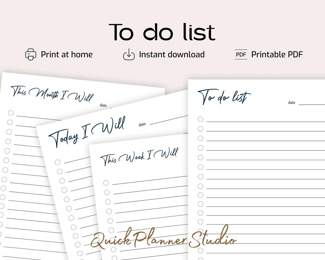 Printable Minimalist To-do List Simple Task Tracker Productivity ...