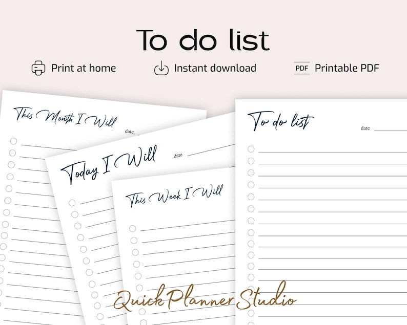 Printable Minimalist To-do List Simple Task Tracker Productivity ...