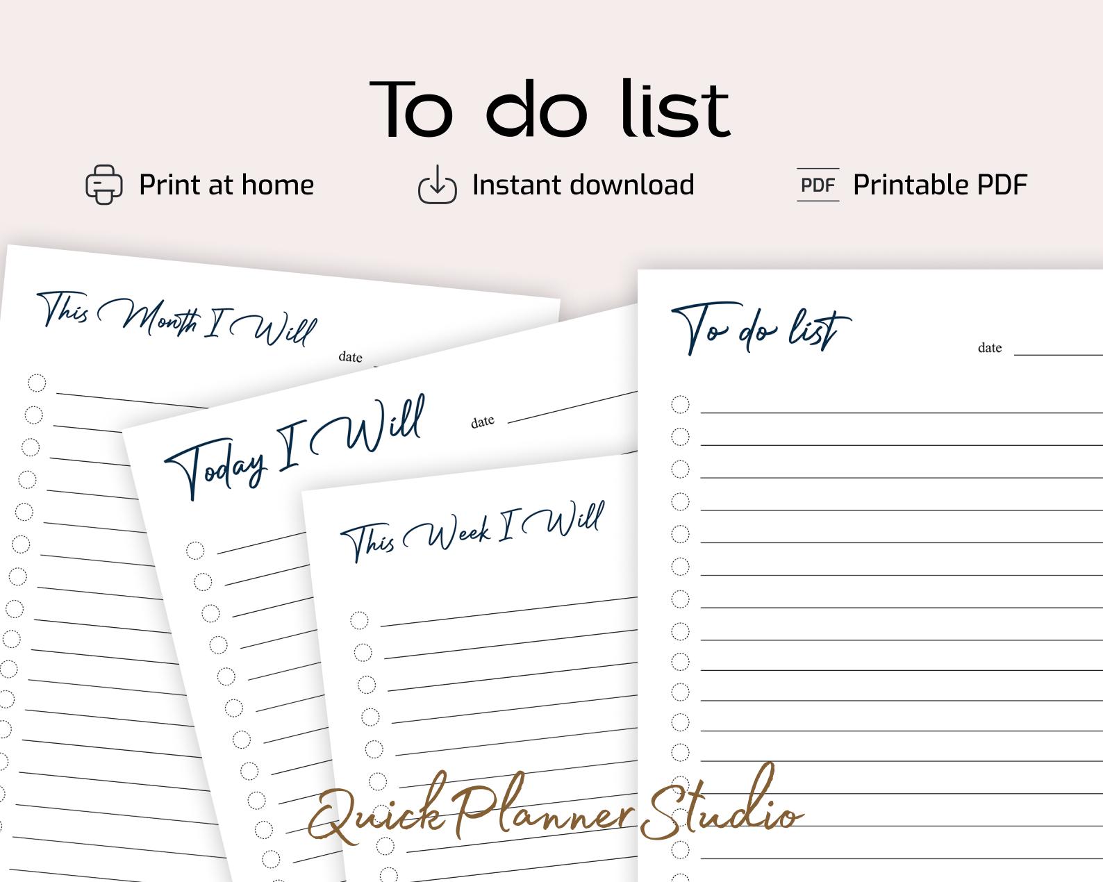 Printable Minimalist To-do List Simple Task Tracker Productivity ...