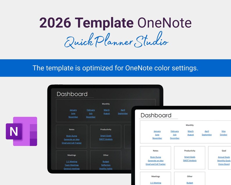 2026 Onenote Digital Planners Minimalistic Daily Weekly Planning ...