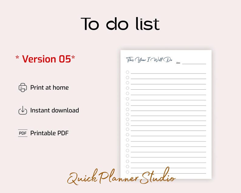 Printable Minimalist To-do List Simple Task Tracker Productivity ...