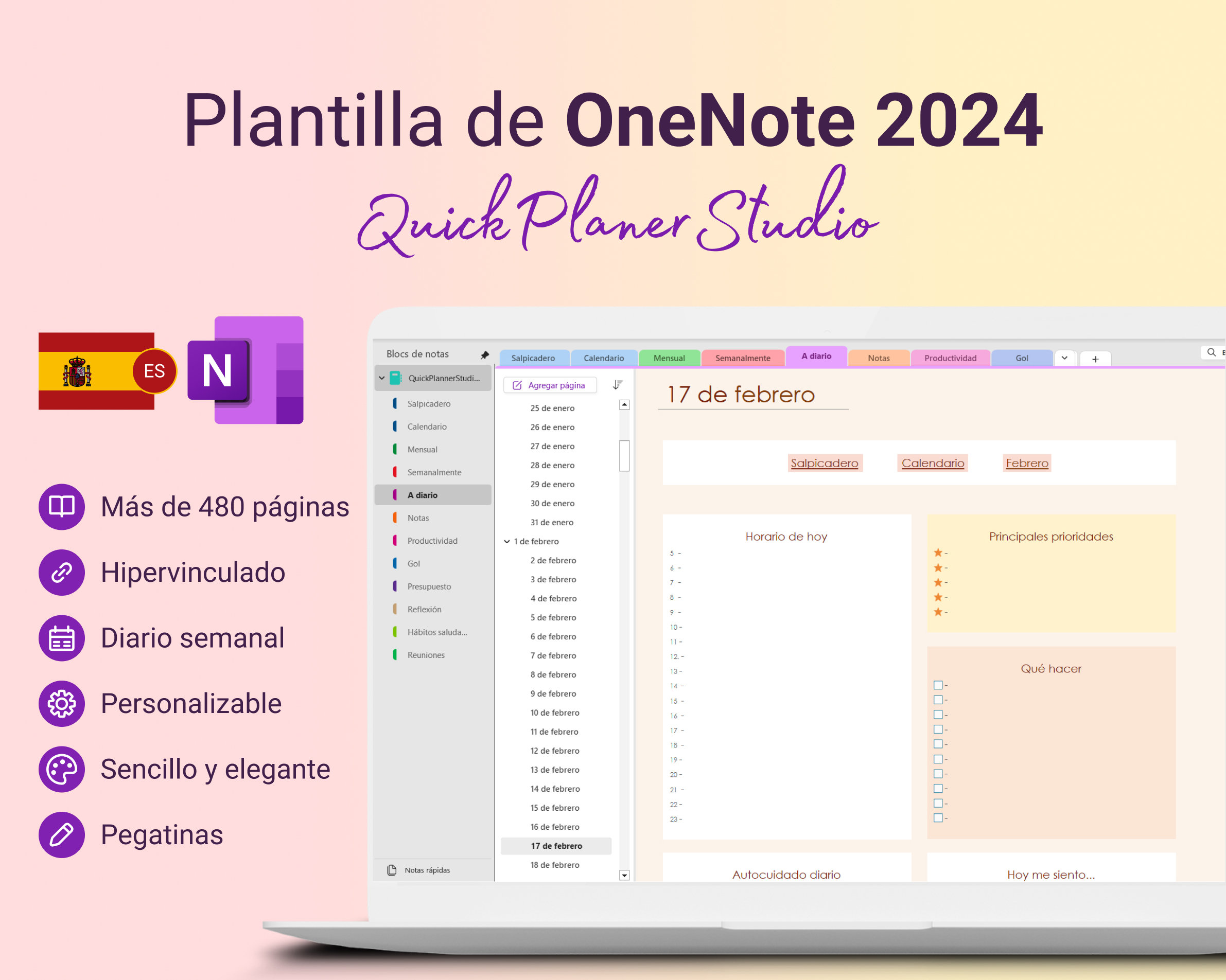 Plantilla De Planificador Digital Onenote 2024 Español Para ...