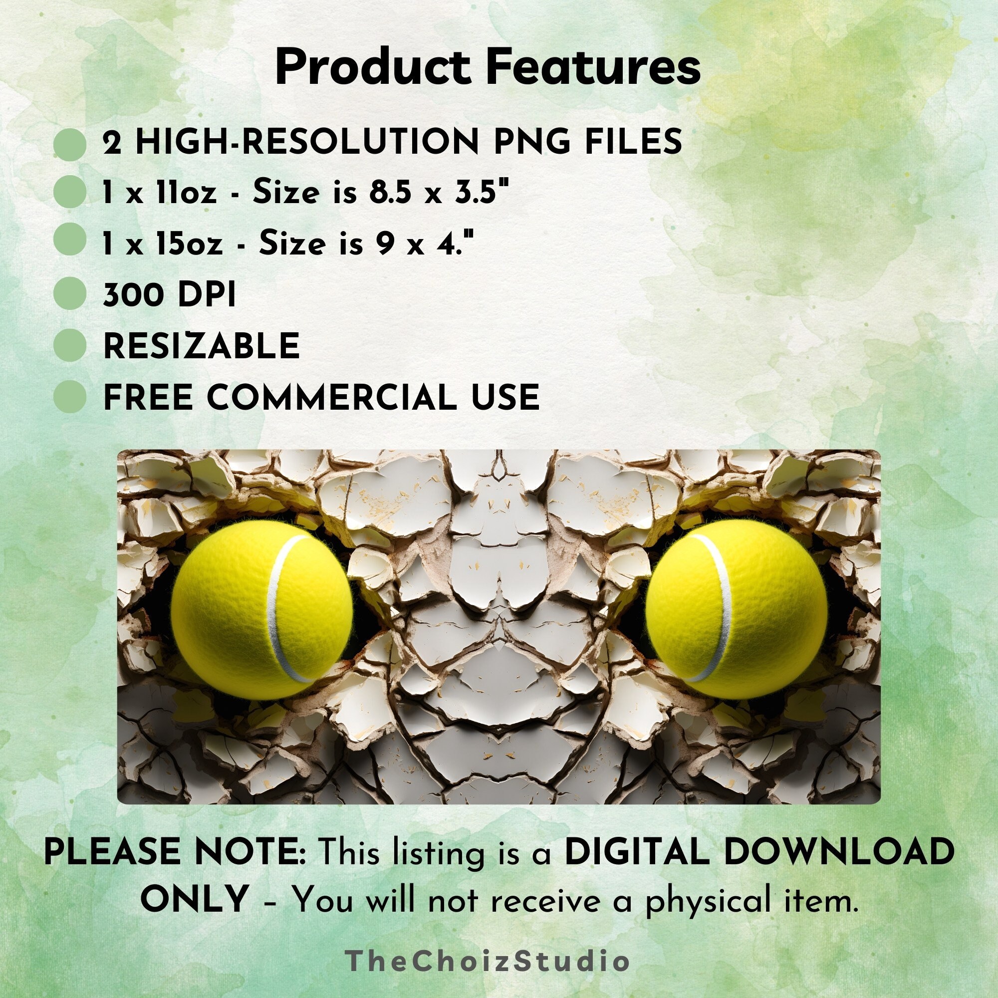 3D Tennis Ball Mug Wrap PNG Hole in Wall Tennis Player Gift Sublimation ...