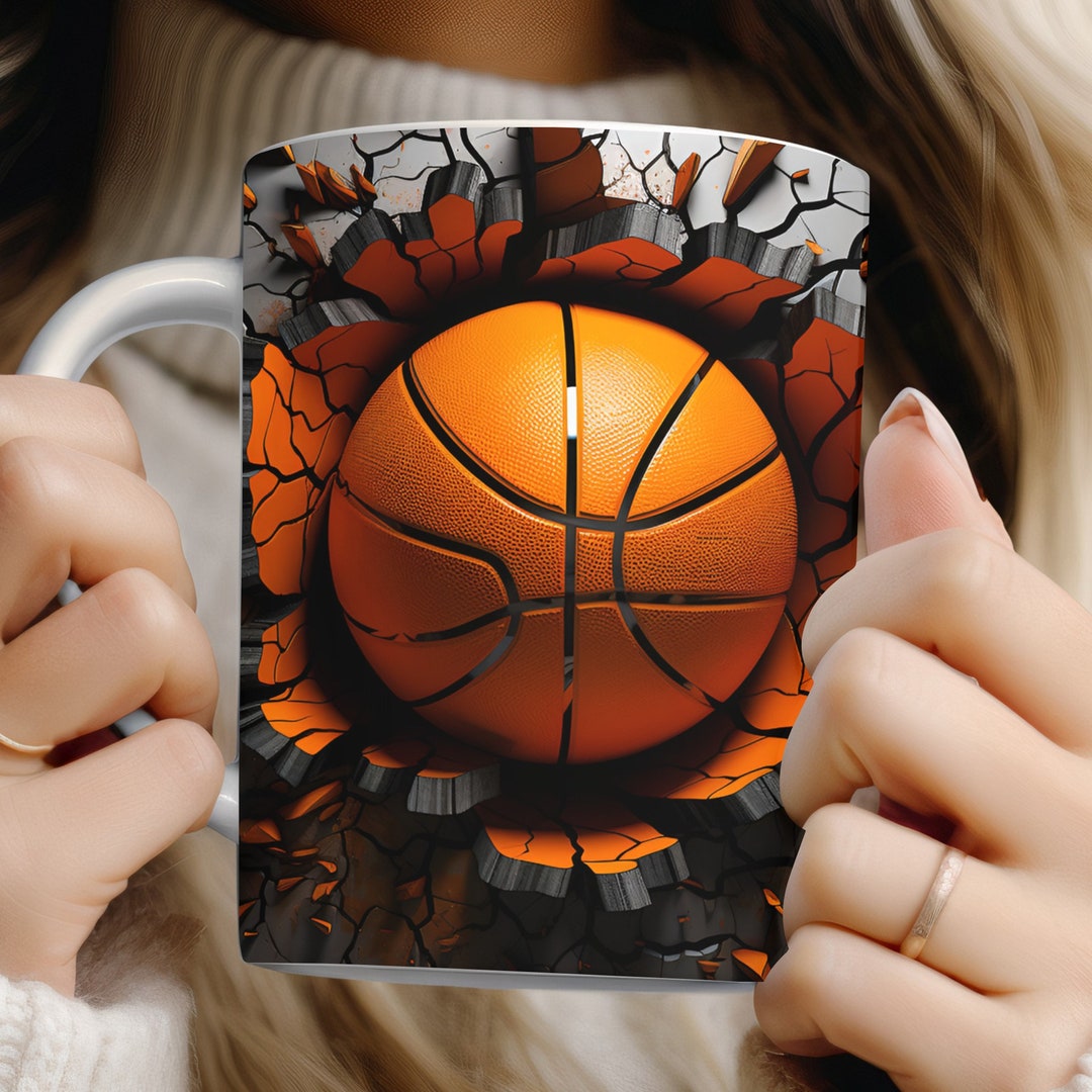 3D Basketball Mug Wrap PNG Hole in a Wall, 3D Sport Sublimation Mug ...