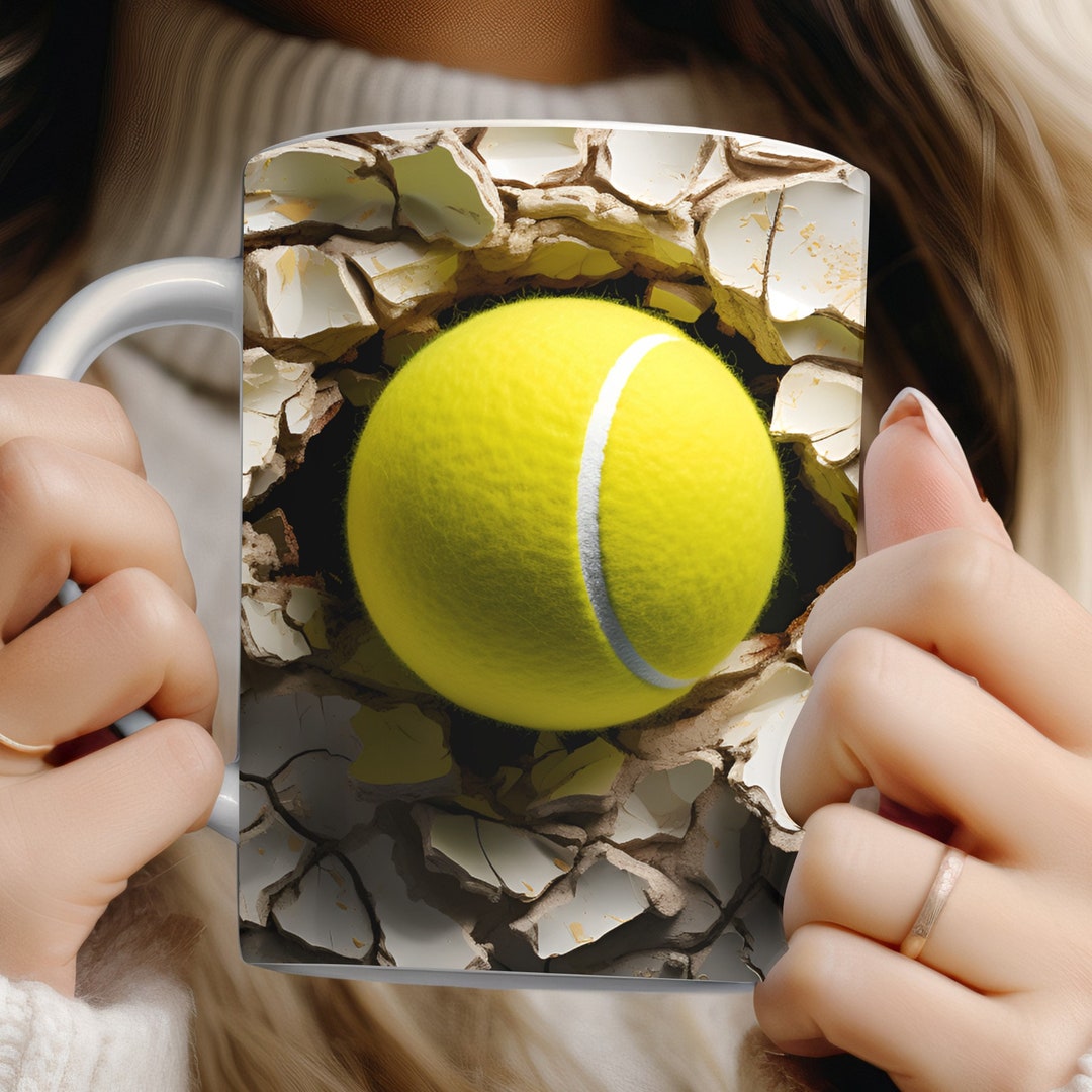 3D Tennis Ball Mug Wrap PNG: Hole in Wall Design (digital Download) - Etsy