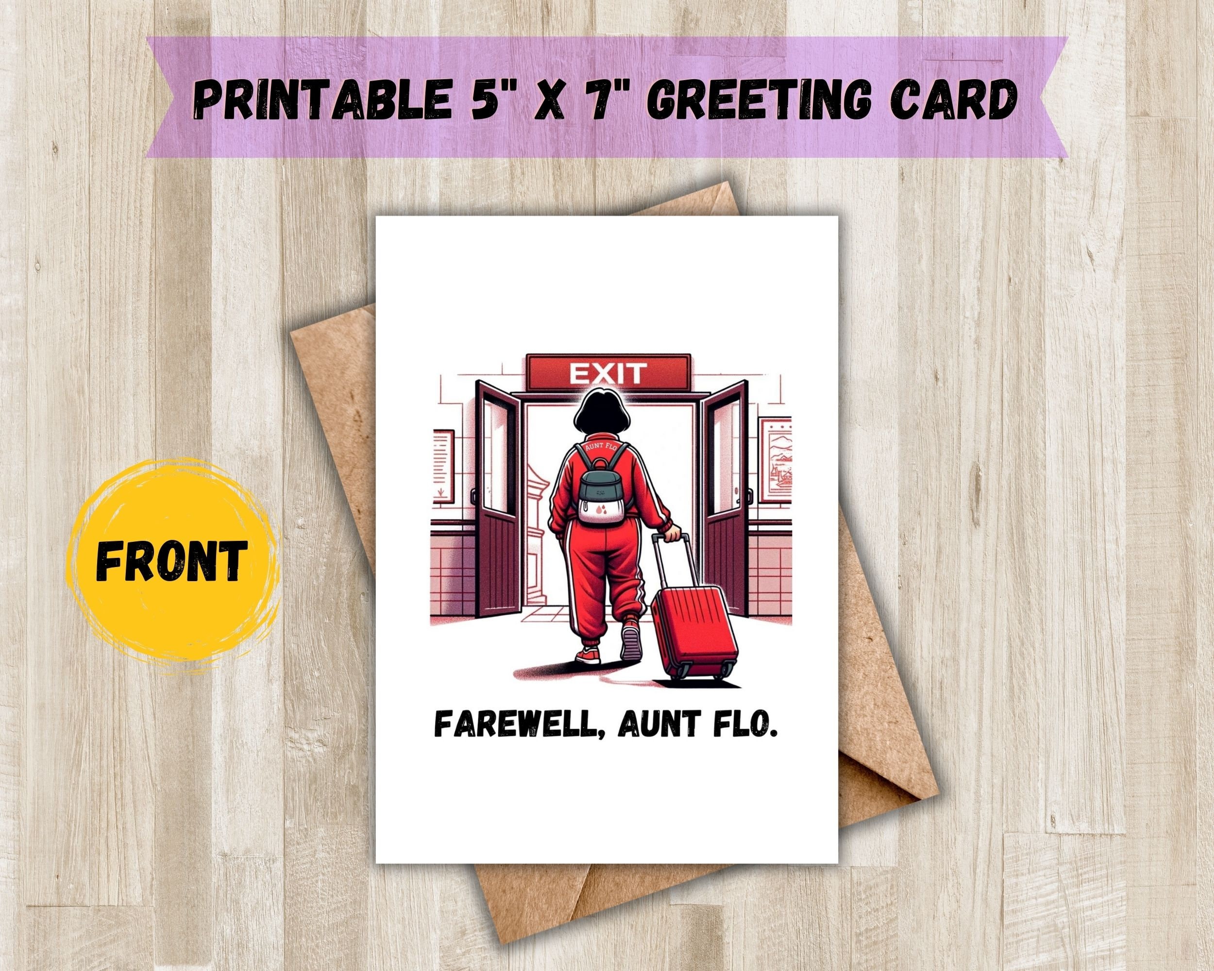 Farewell, Aunt Flo; Hysterectomy Card; Menopause Card; Funny ...