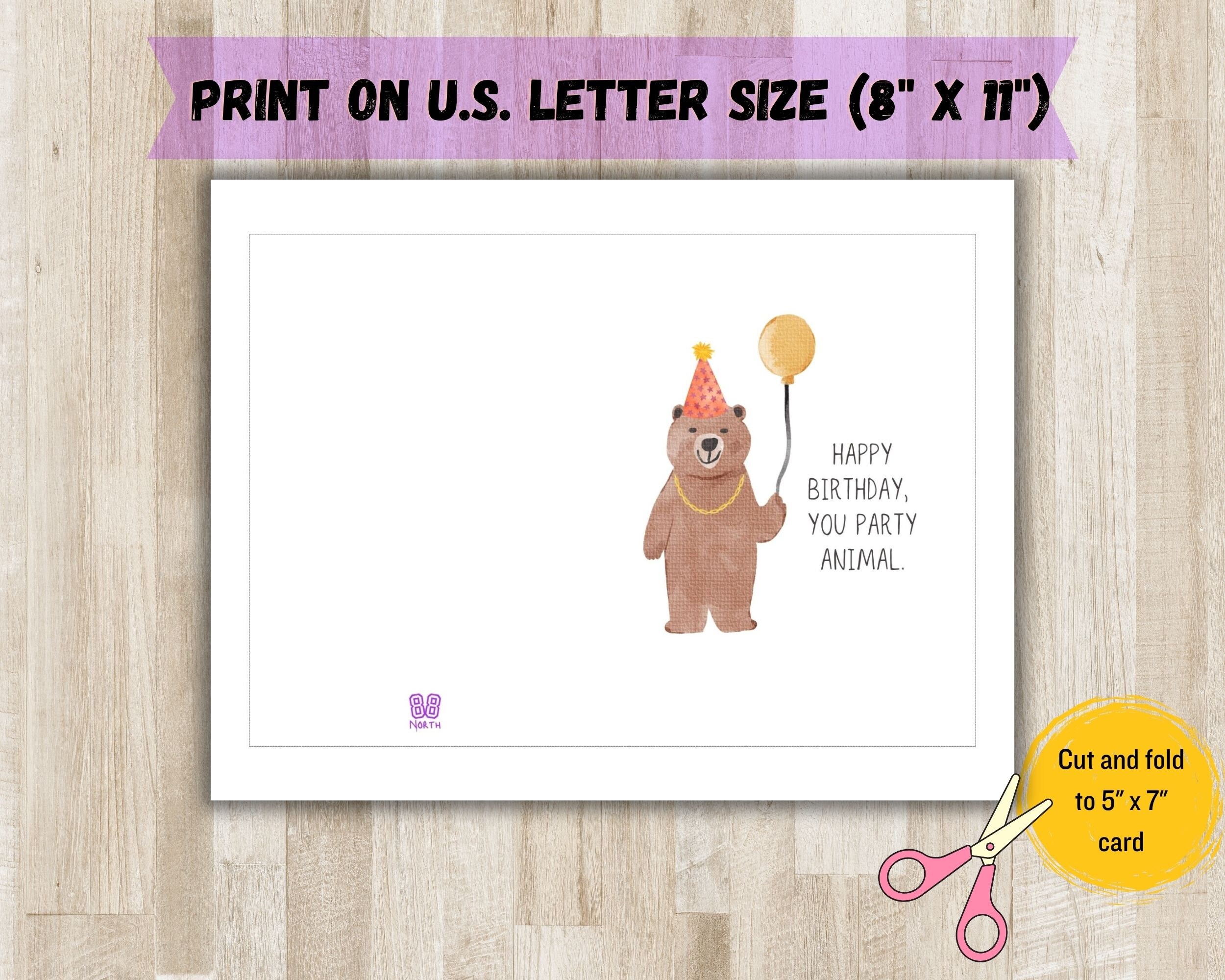 Happy Birthday You Party Animal Card Funny Birthday Card - Etsy