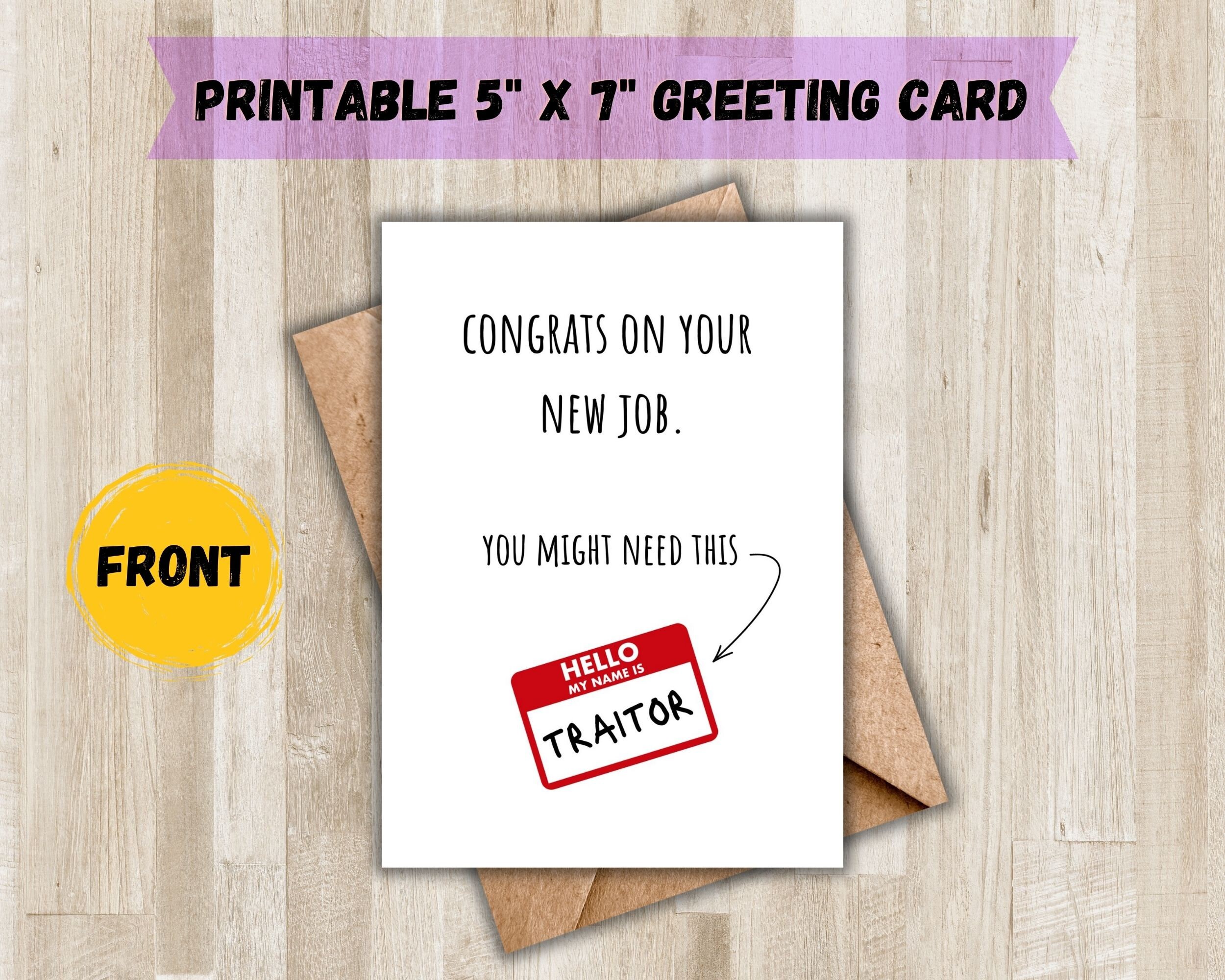 Congrats on Your New Job Card; Co-worker Card; Boss Card; Work Card ...