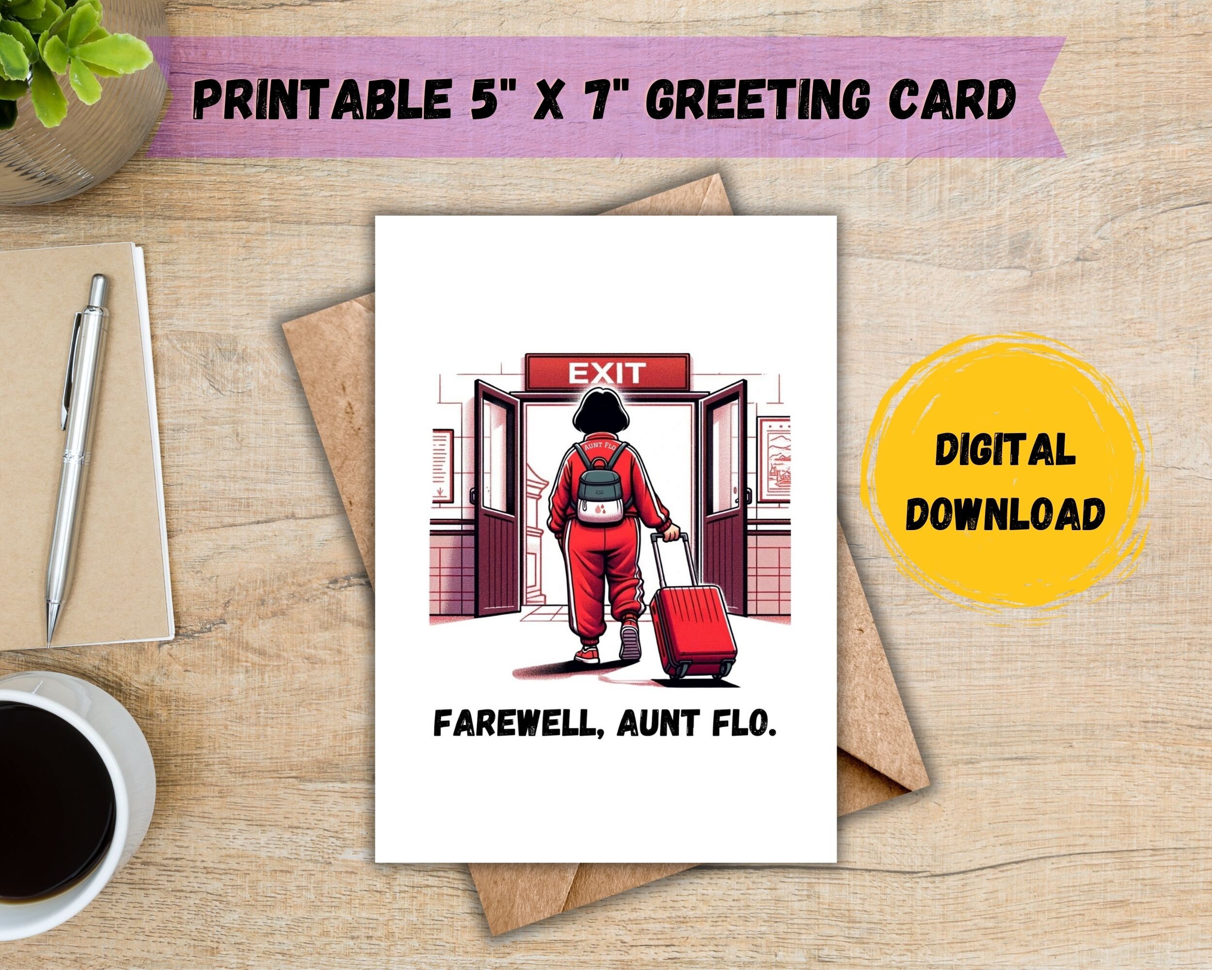 Farewell, Aunt Flo; Hysterectomy Card; Menopause Card; Funny ...