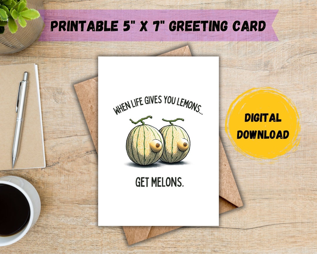 When Life Gives You Lemons, Get Melons Card; Boob Job Card; Breast ...