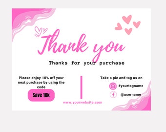 Small Business Thank You Card Template, Editable Business Thank You ...