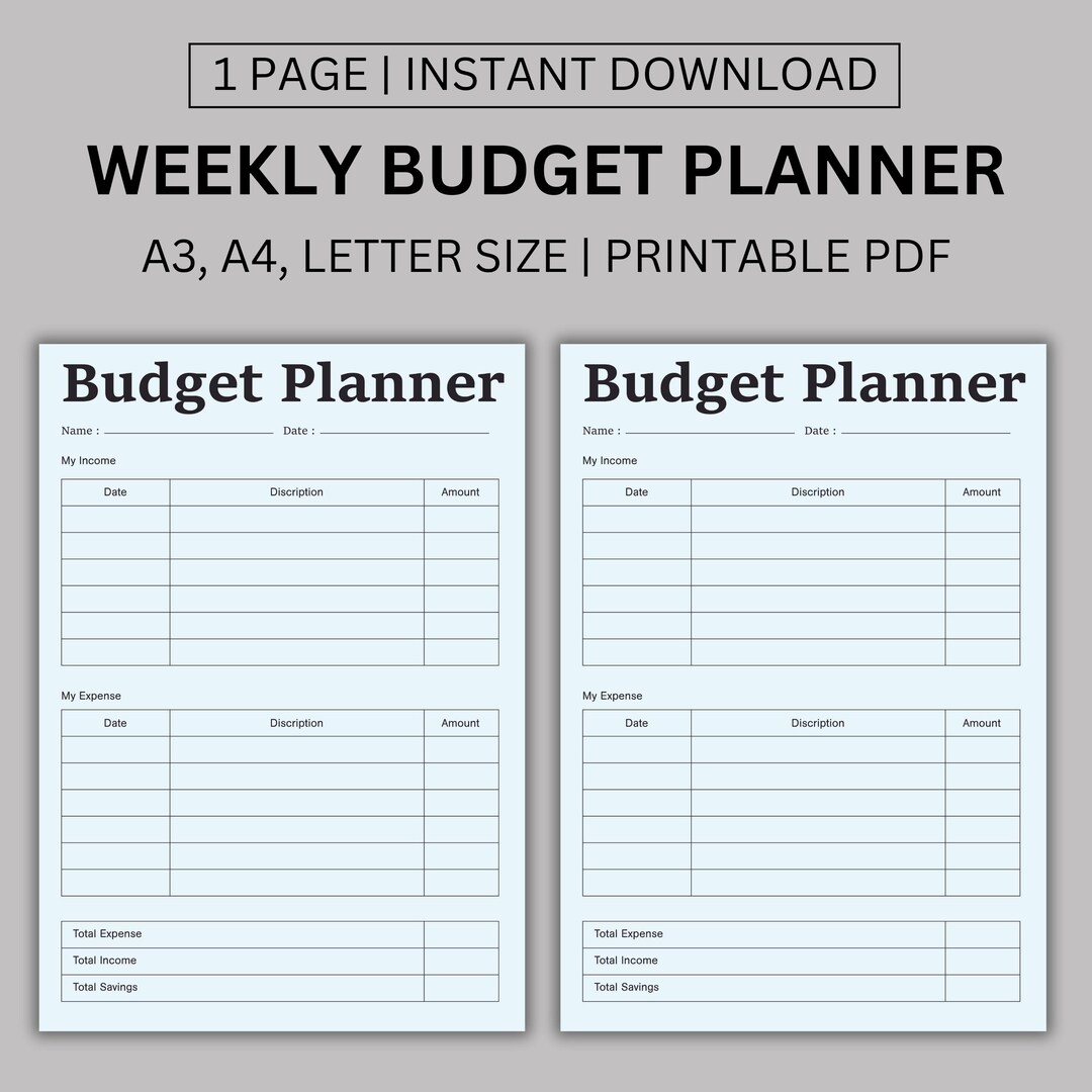 Weekly Budget Planner, Simple Budget Planner, Paycheck Budget Overview ...