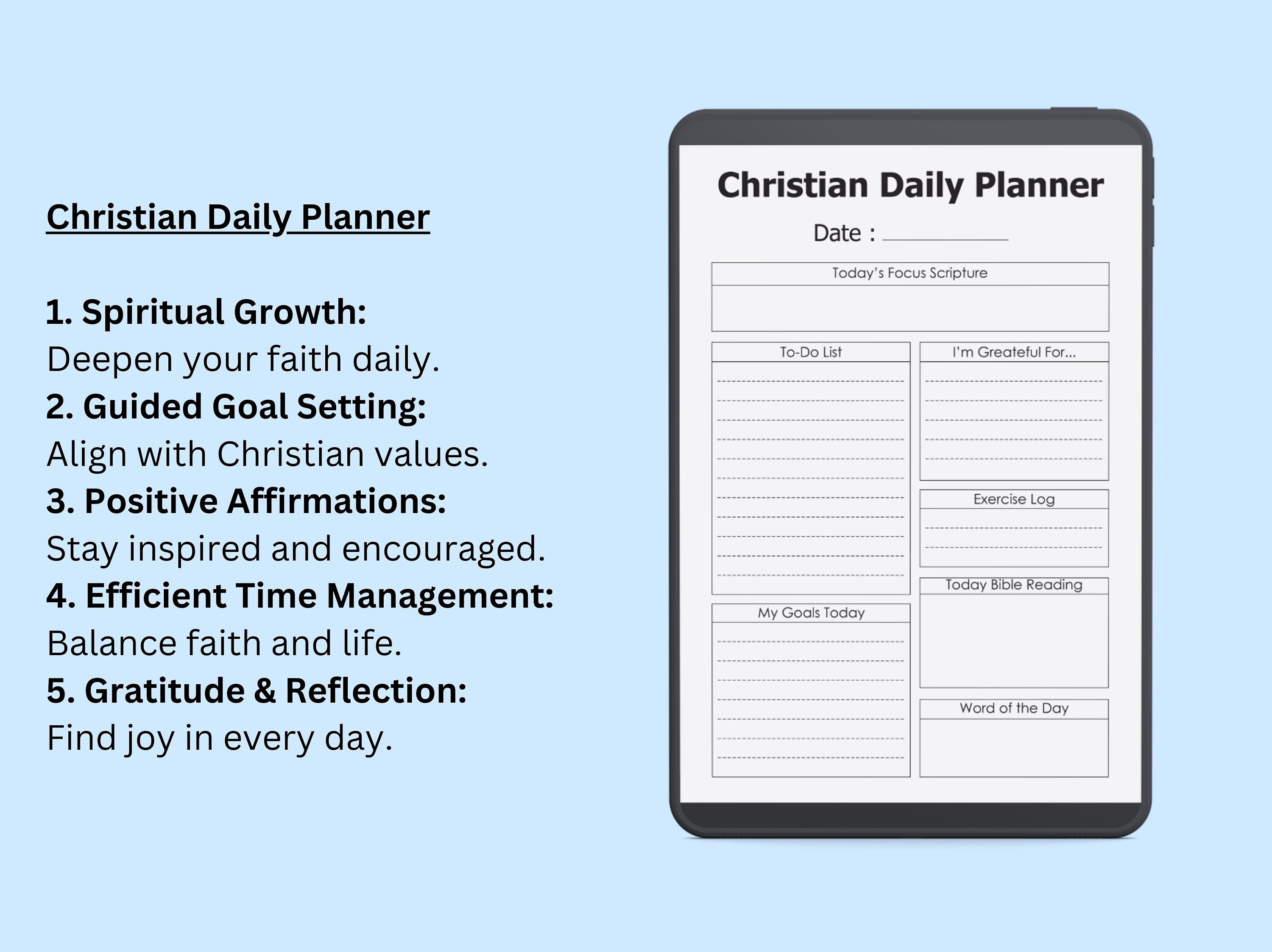 Daily Prayer Planner, Fillable Planner, Christian Daily Planner, Faith ...