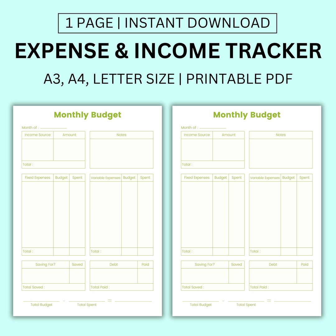 Expense & Income Tracker, Budget Binder, Monthly Budget Planner ...