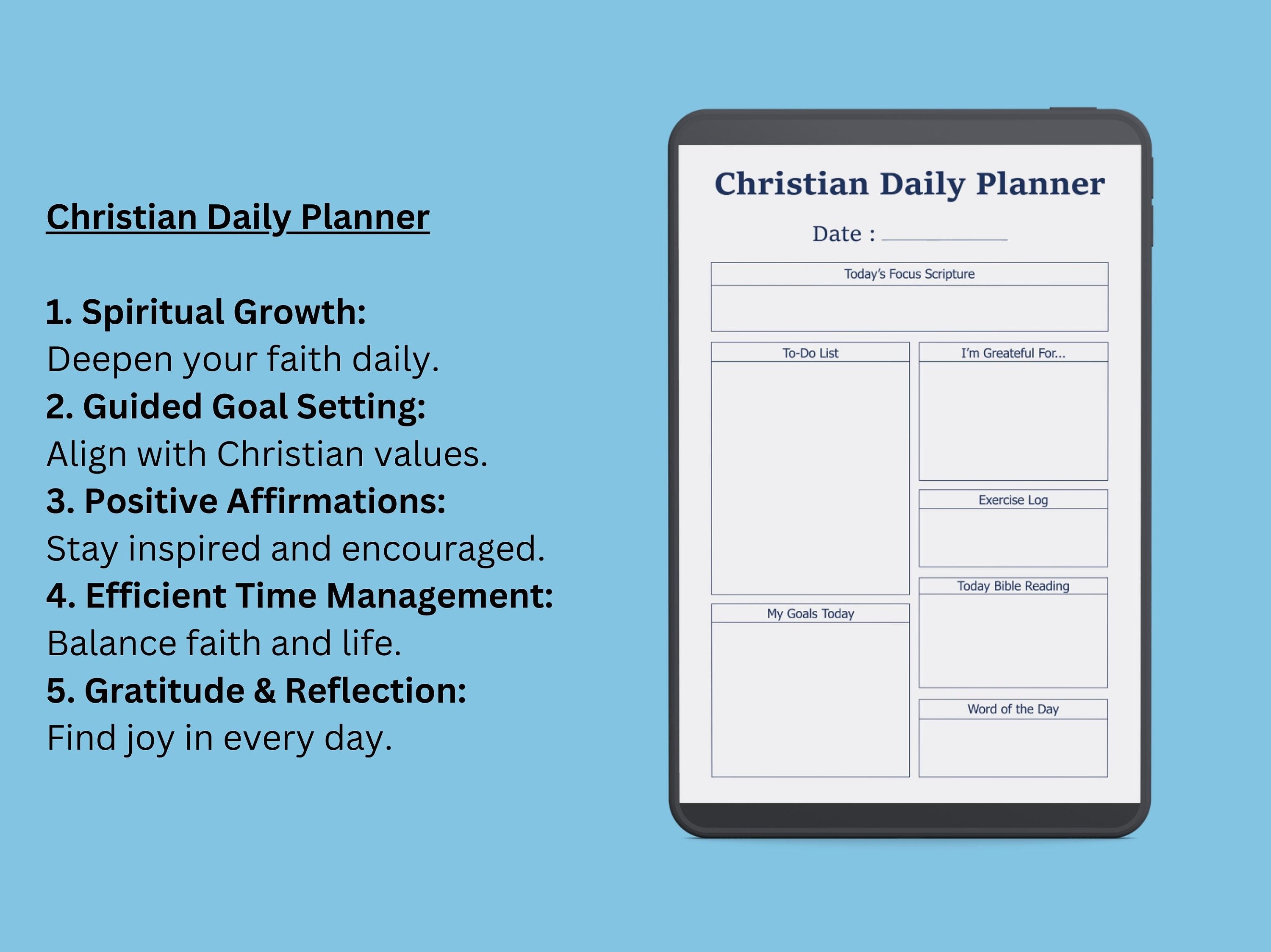 Christian Daily Planner, Planner Printable, Faith Planner, Daily ...