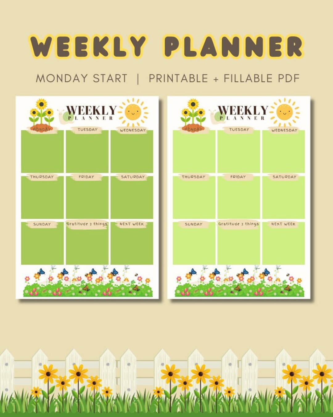 Weekly Planner - Digital Planner / Printable PDF - Etsy