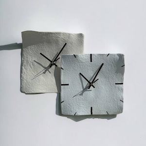 Handmade Paper Wall Clock With Deckled Edges | Minimalist Wall Clock - Etsy