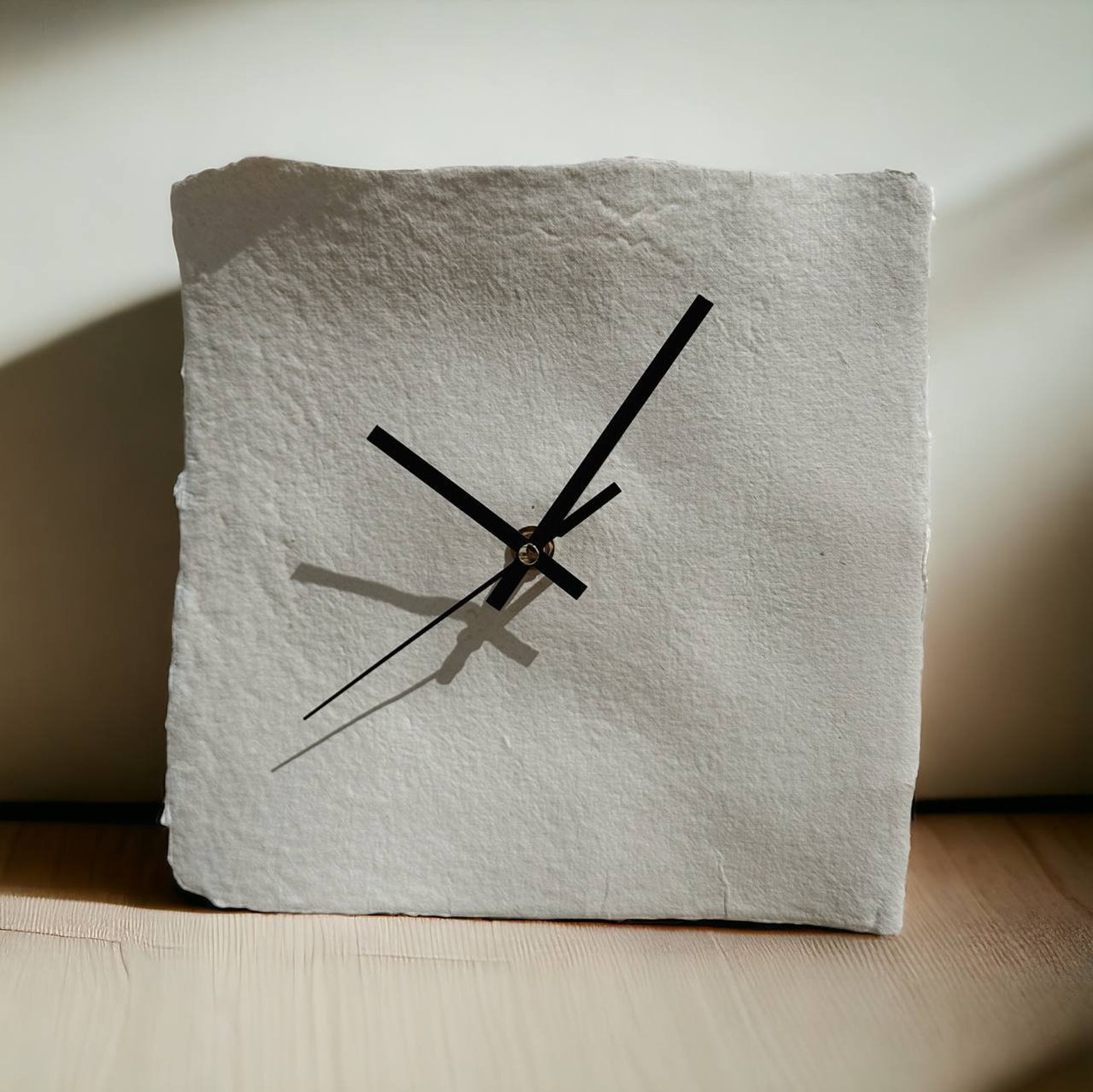 Handmade Paper Wall Clock With Deckled Edges Minimalist Wall Clock - Etsy