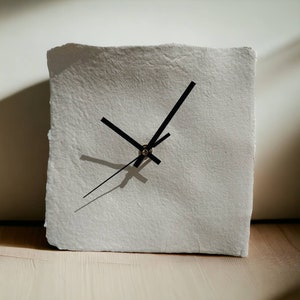 Handmade Paper Wall Clock With Deckled Edges | Minimalist Wall Clock - Etsy