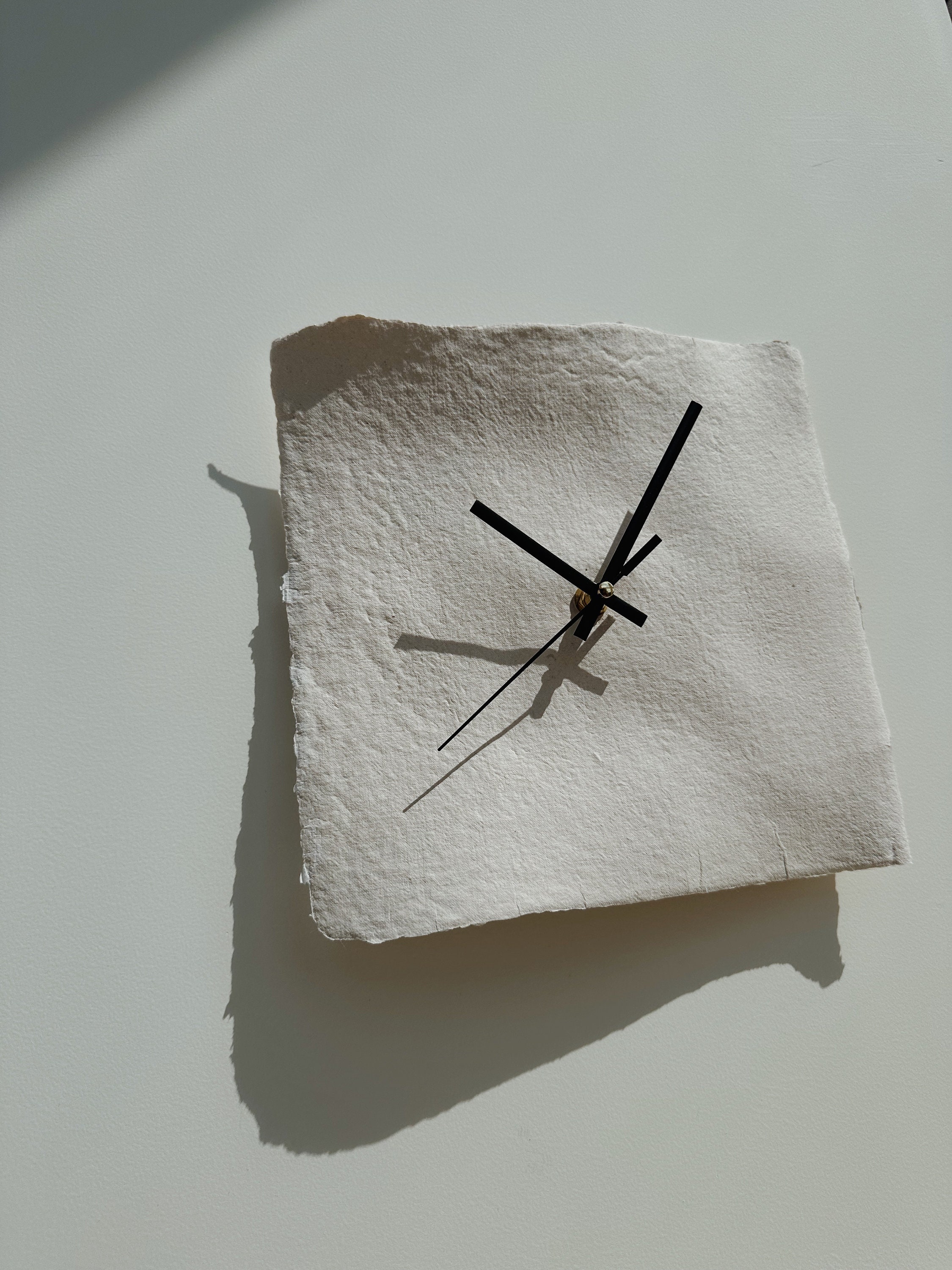 Handmade Paper Wall Clock With Deckled Edges Minimalist Wall Clock - Etsy