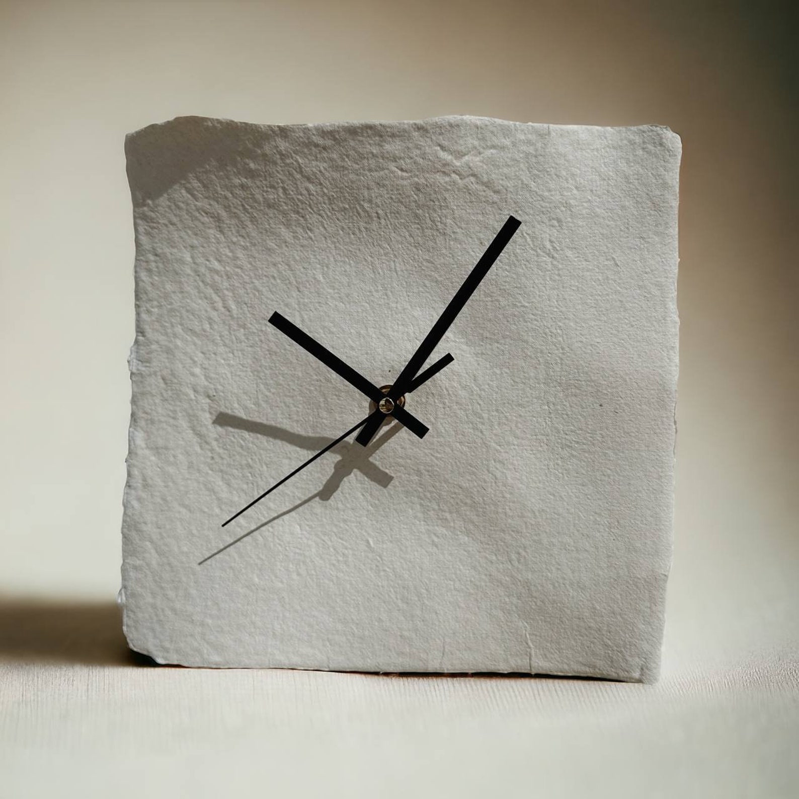 Handmade Paper Wall Clock With Deckled Edges Minimalist Wall Clock - Etsy