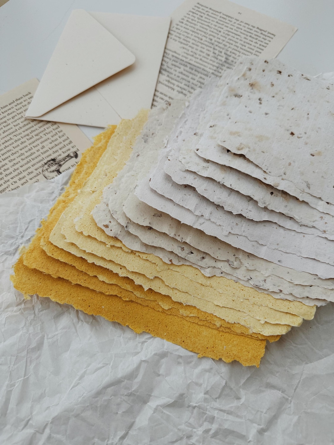 Recycled Handmade Paper | Scrapbooking Paper Set | Natural Paper ...