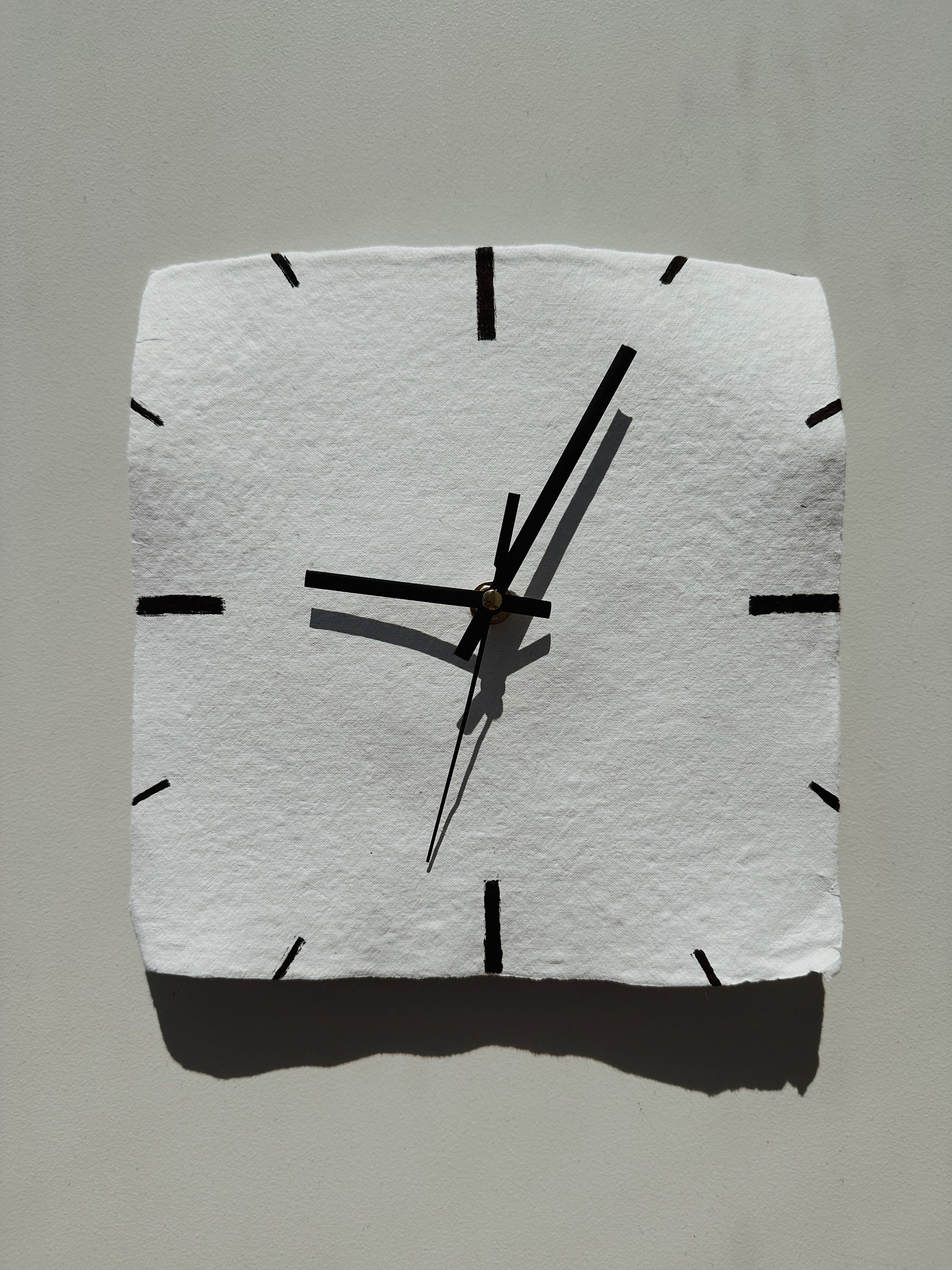 Handmade Paper Wall Clock With Deckled Edges | Minimalist Wall Clock - Etsy