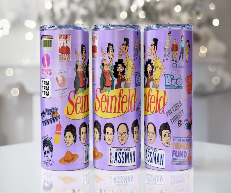 Seinfeld Tumbler Wrap, Jerry, George, Elaine and Kramer Tumbler, Funny ...