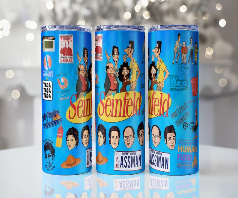 Seinfeld Tumbler Wrap, Jerry, George, Elaine and Kramer Tumbler, Funny ...